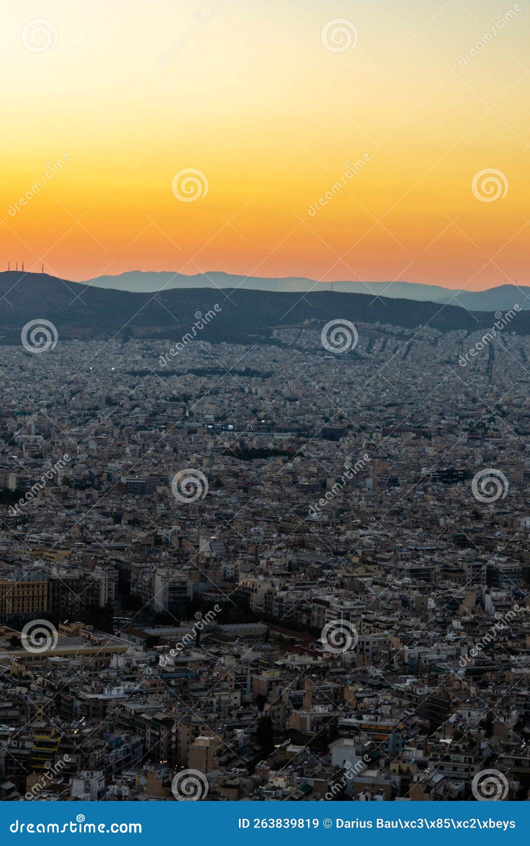 Athens. Evening stock image. Image of greek, hill, lycabettus - 263839819