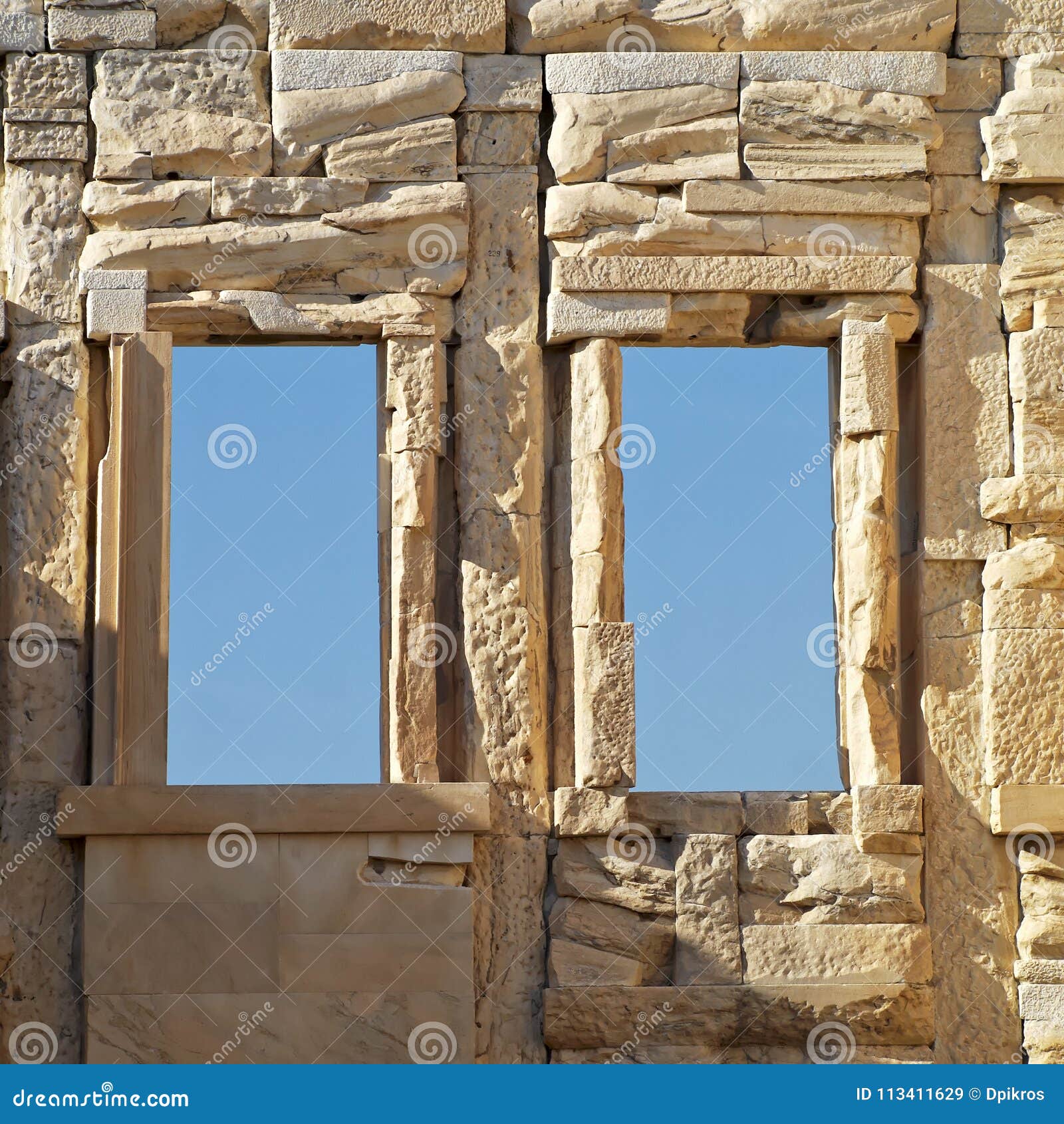 Athens Greece Acropolis , Windows on Ancient Wall Stock Image - Image ...