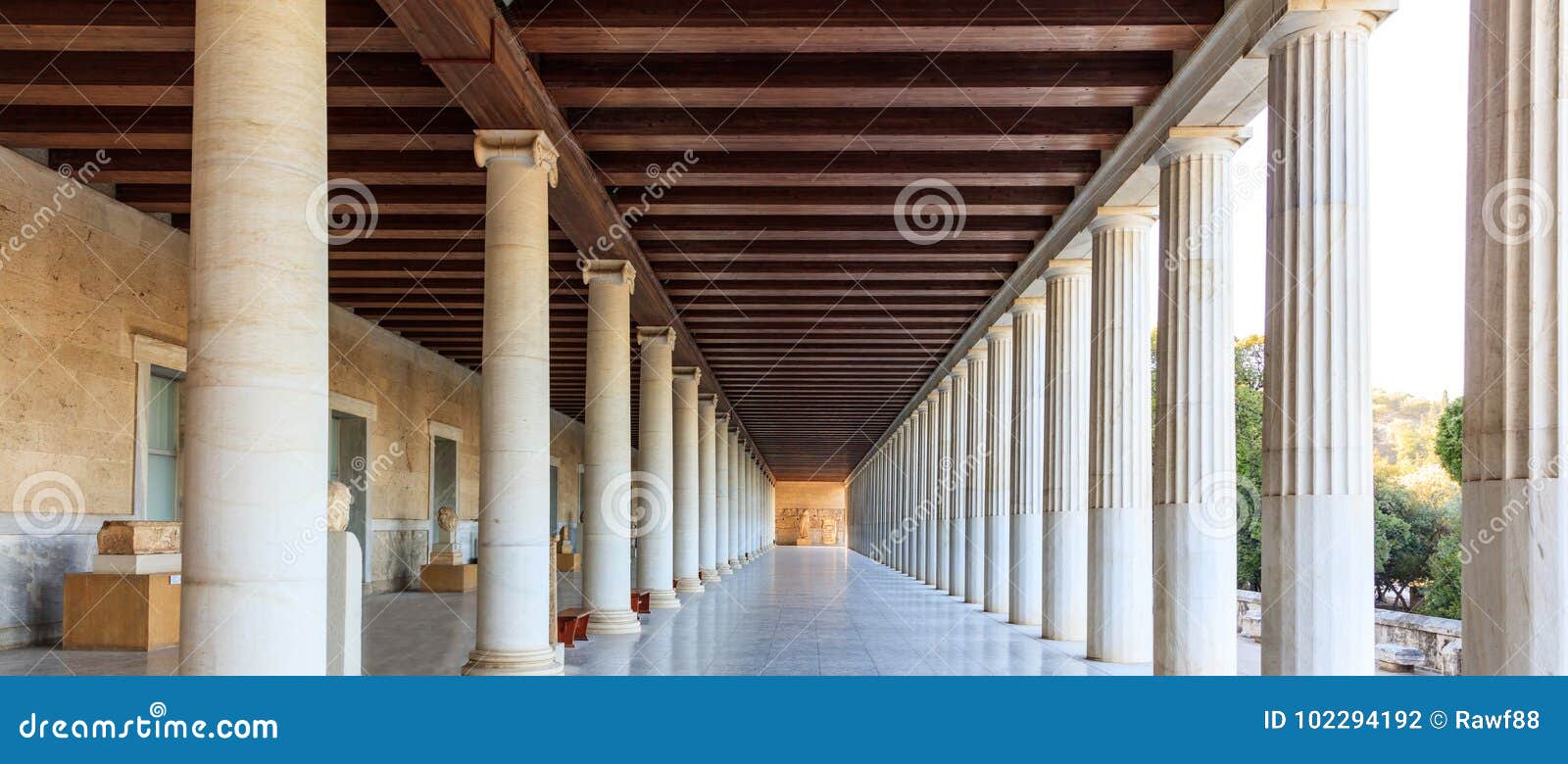 Athens, Greece. Ancient Agora, Attalus Stoa Stock Photo - Image of ...