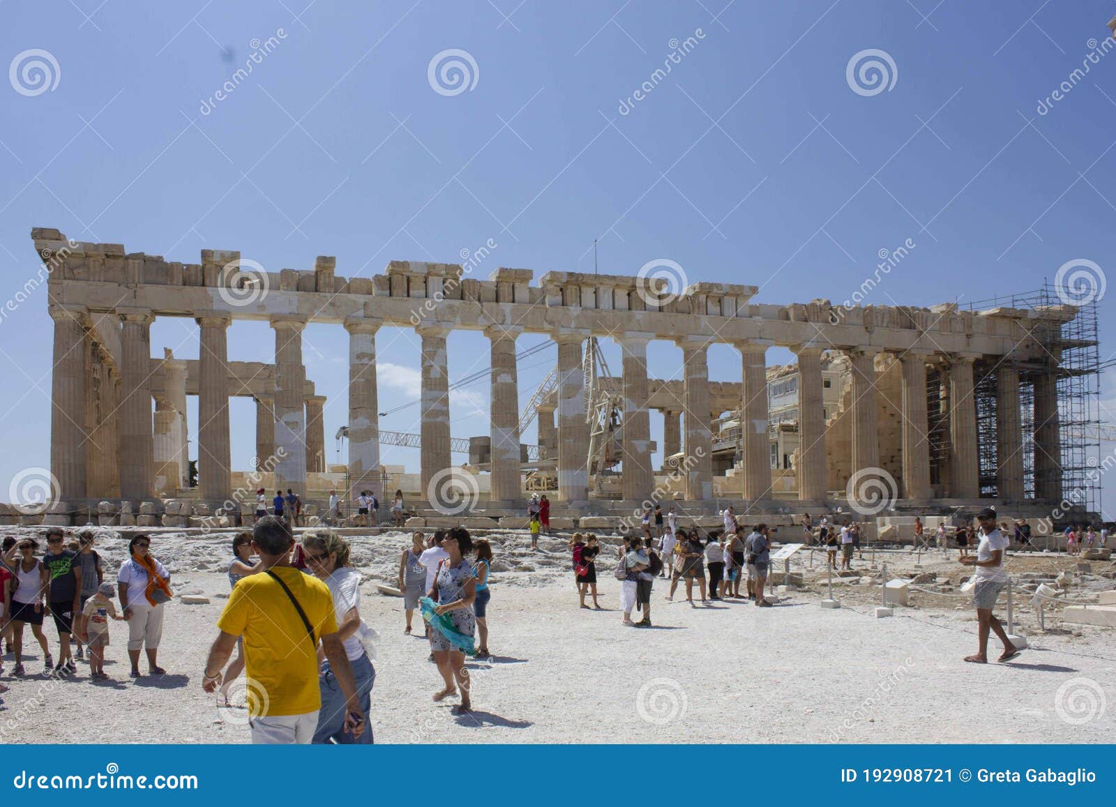 People on the Athen Acropolis with Partheon Behind Editorial Photo ...