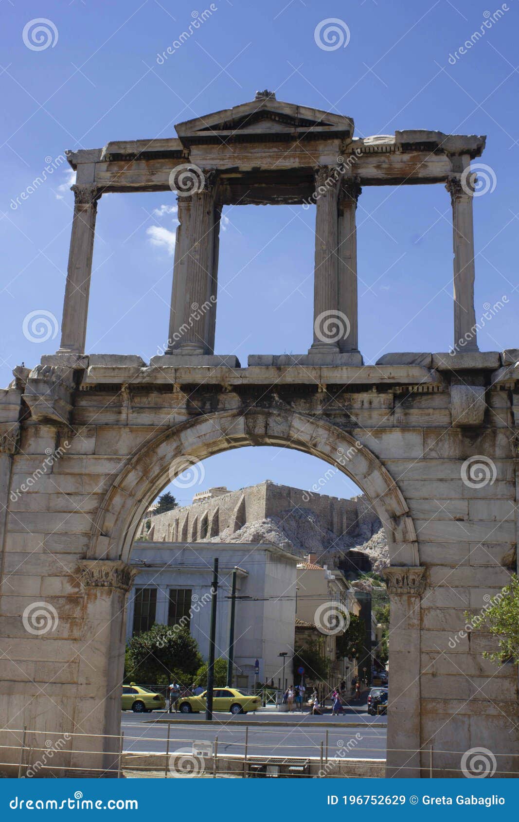 Ruins of the Arch of Hadrian in Athens, Greece Stock Image - Image of ...