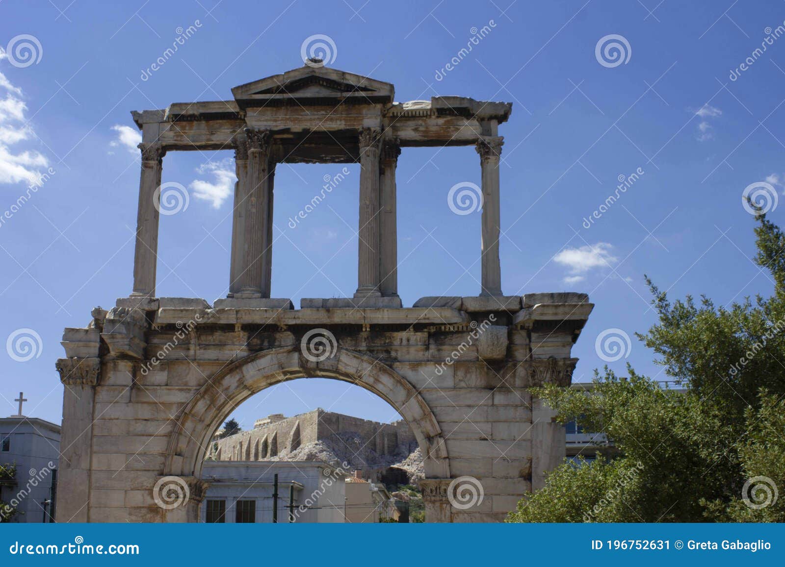 Arch of Hadrian in Athens, Greece Stock Image - Image of athens, rests ...