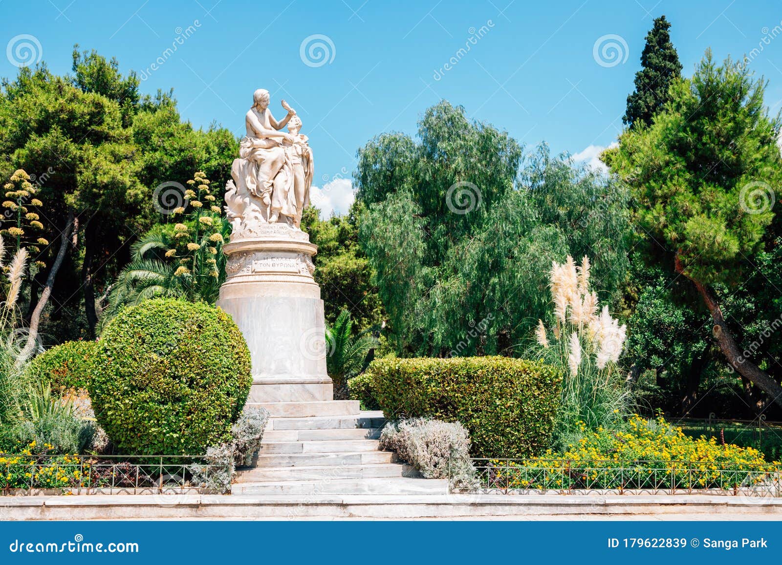 Statue of Lord Byron with Green Trees in Athens, Greece Editorial Stock ...