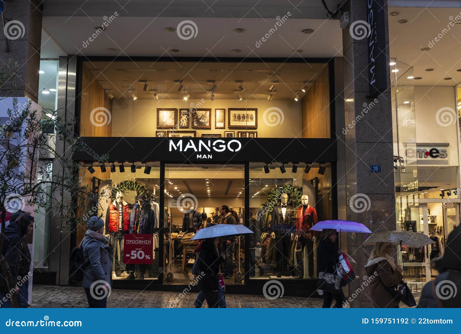 Mango Store at Night in Athens, Greece Editorial Photography - Image of ...