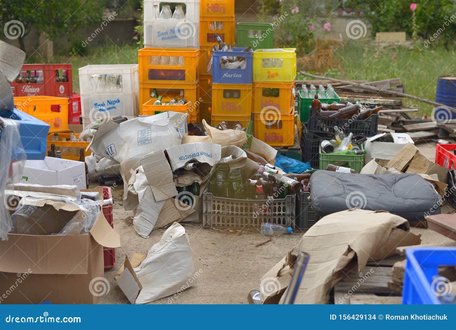Boxes with Empty Beer Bottles on the Trash Editorial Stock Image ...