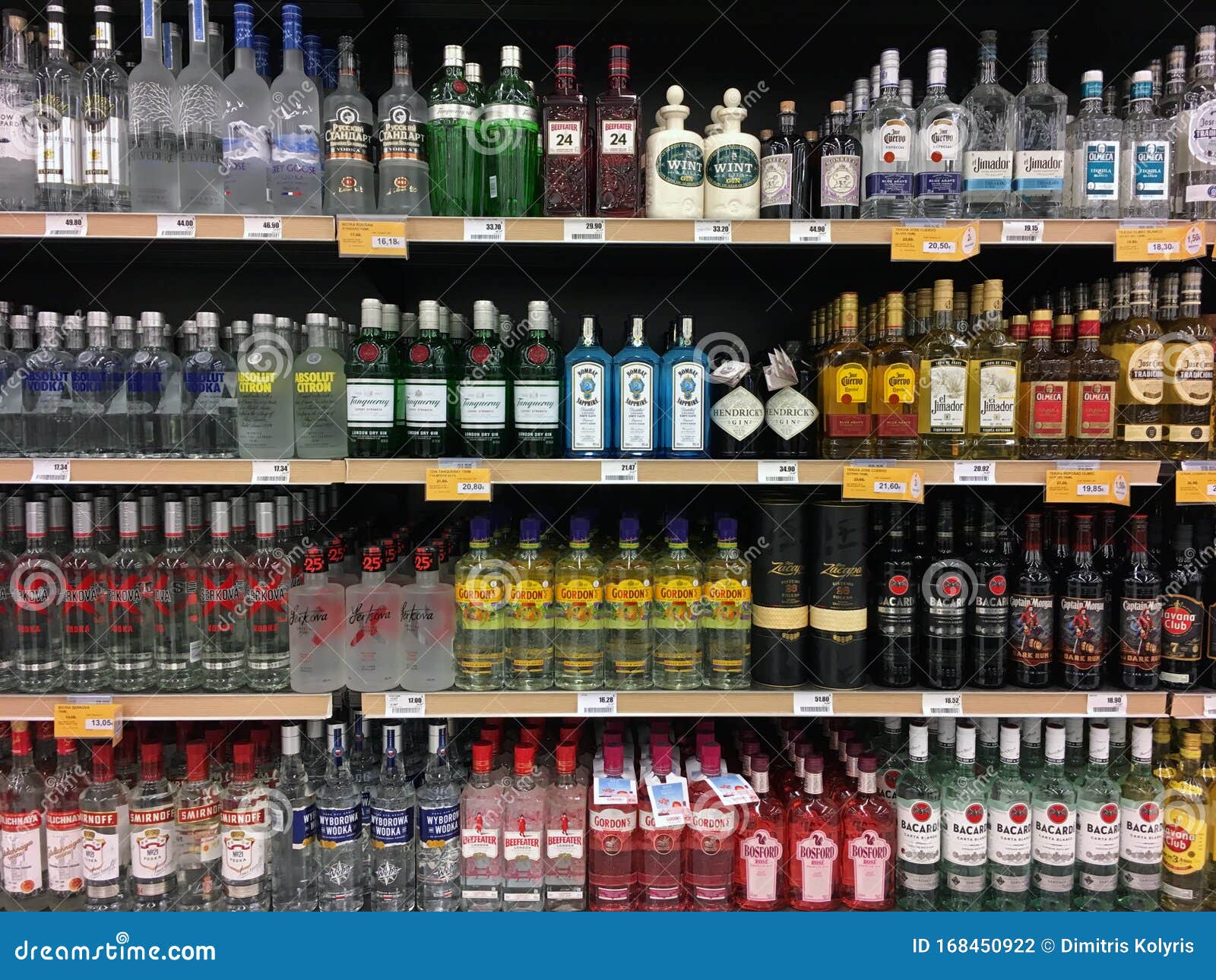 Vodka Gin Tequila And Rum Bottles On Liquor Store Shelves Editorial Photography Image Of Sale