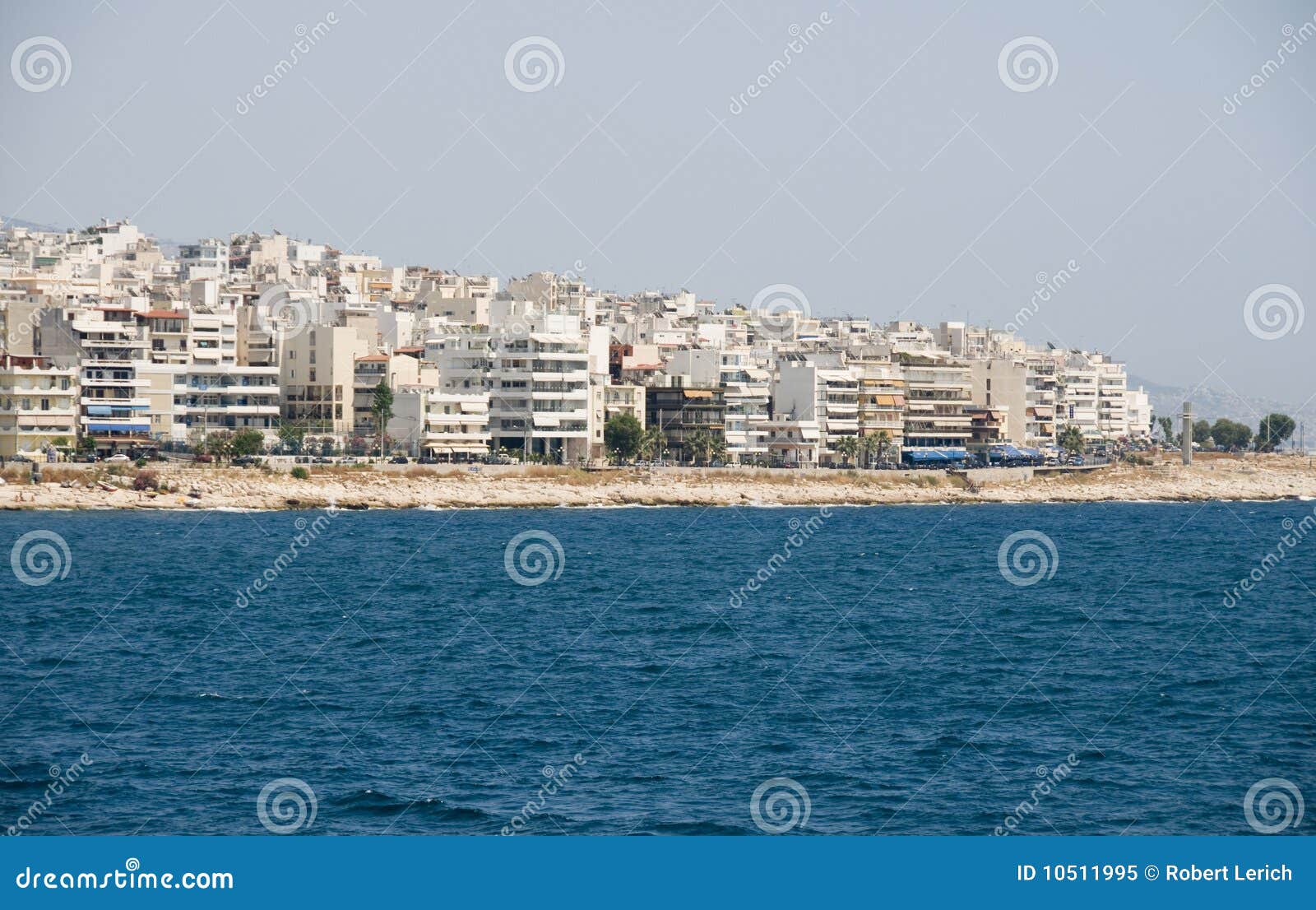 Athens Greece from the Port Stock Image - Image of blue, cityscape ...