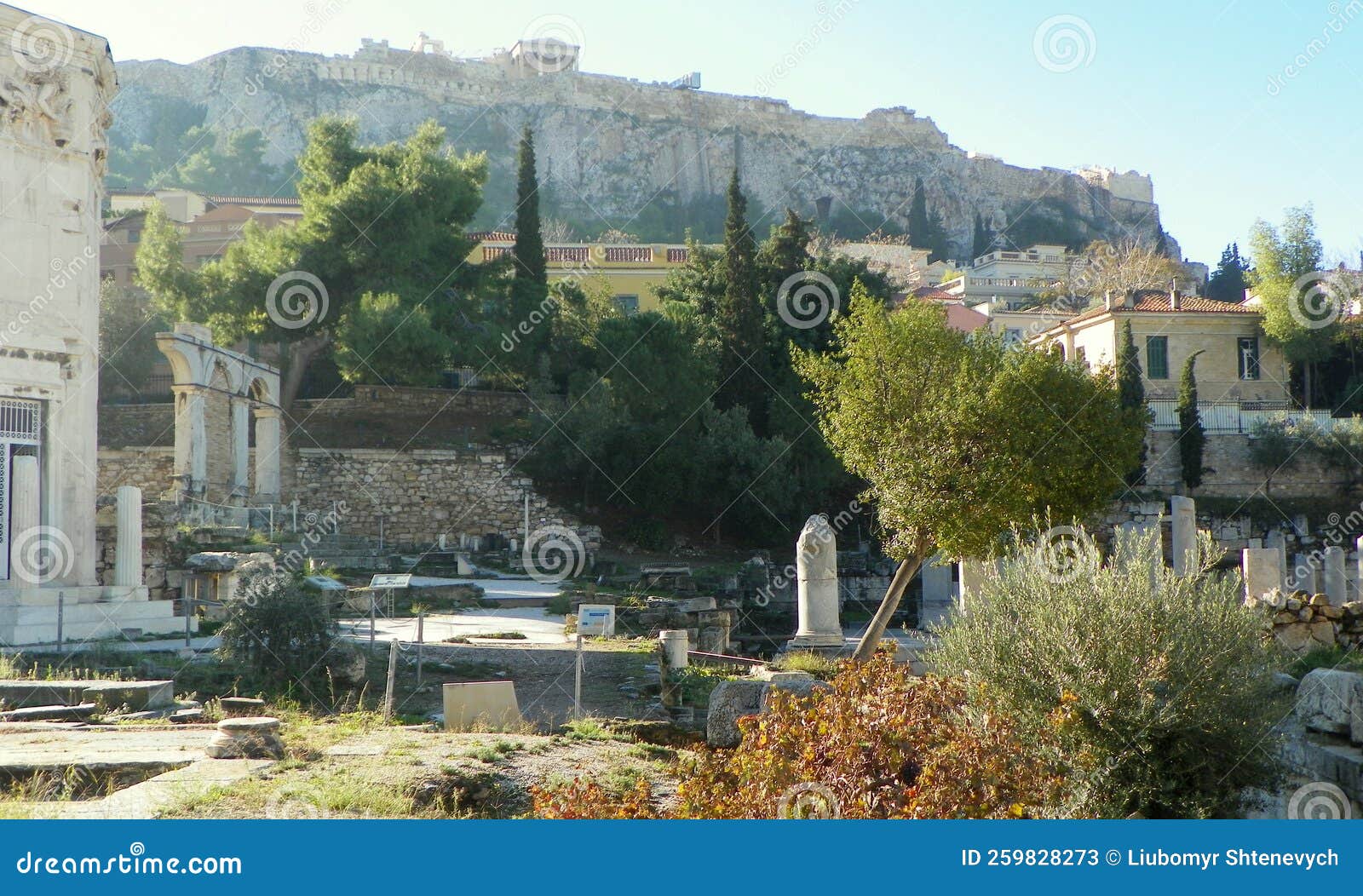 Athens, Greece, View of the Acropolis from the Territory of the Roman ...