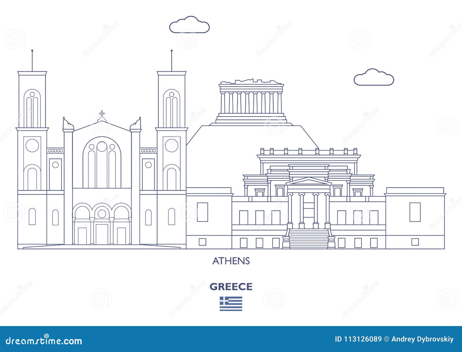 Athens City Skyline, Greece Stock Vector - Illustration of europe ...