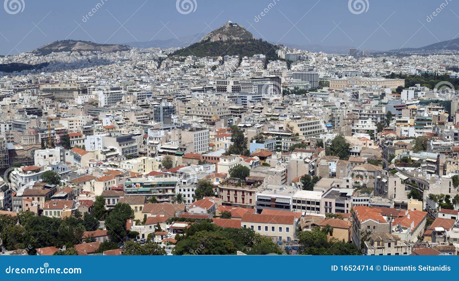 Athens and Lykavitos stock photo. Image of mediterranean - 16524714