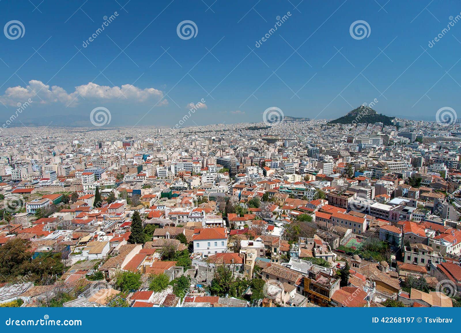 Athens and Lykavitos Hill from Acropolis, Athens, Greece Stock Image ...