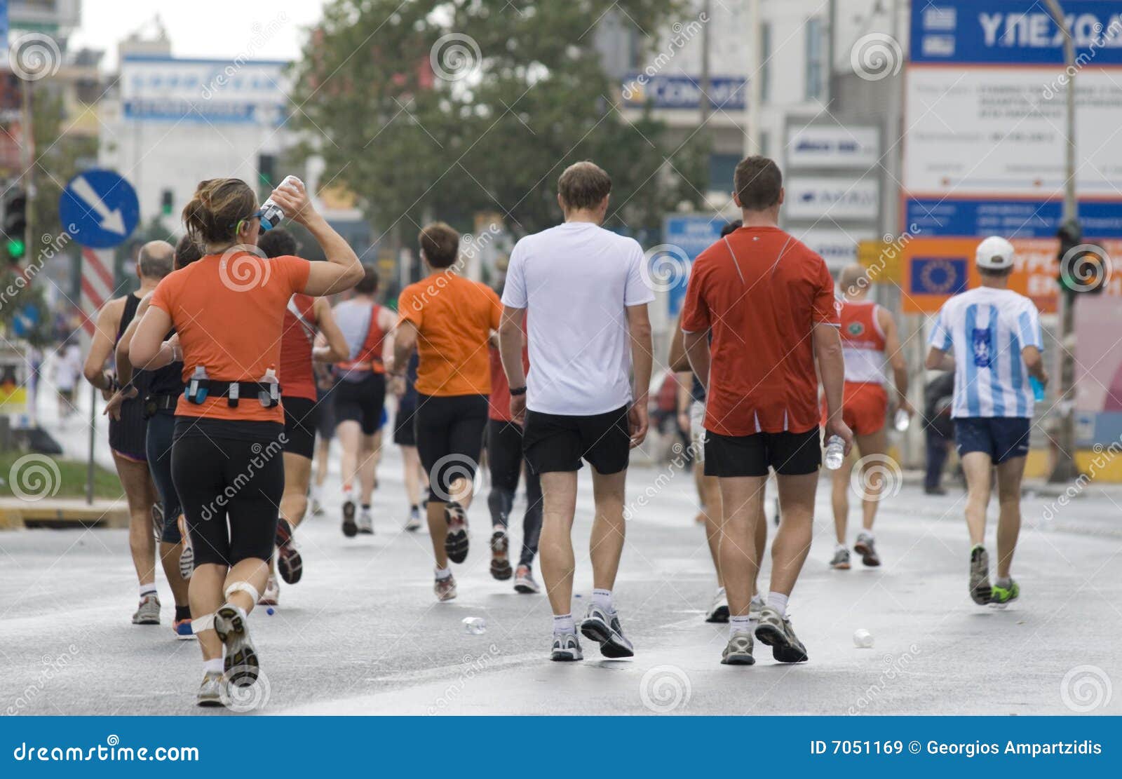 Athens Marathon Runners Entering The Panathenaic Stadium Editorial ...