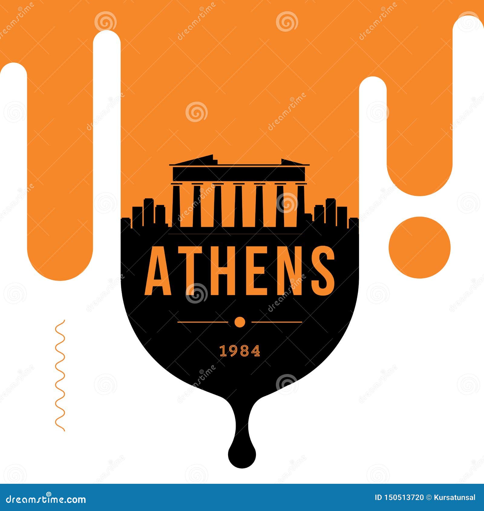 Athens Modern Web Banner Design with Vector Linear Skyline Stock ...
