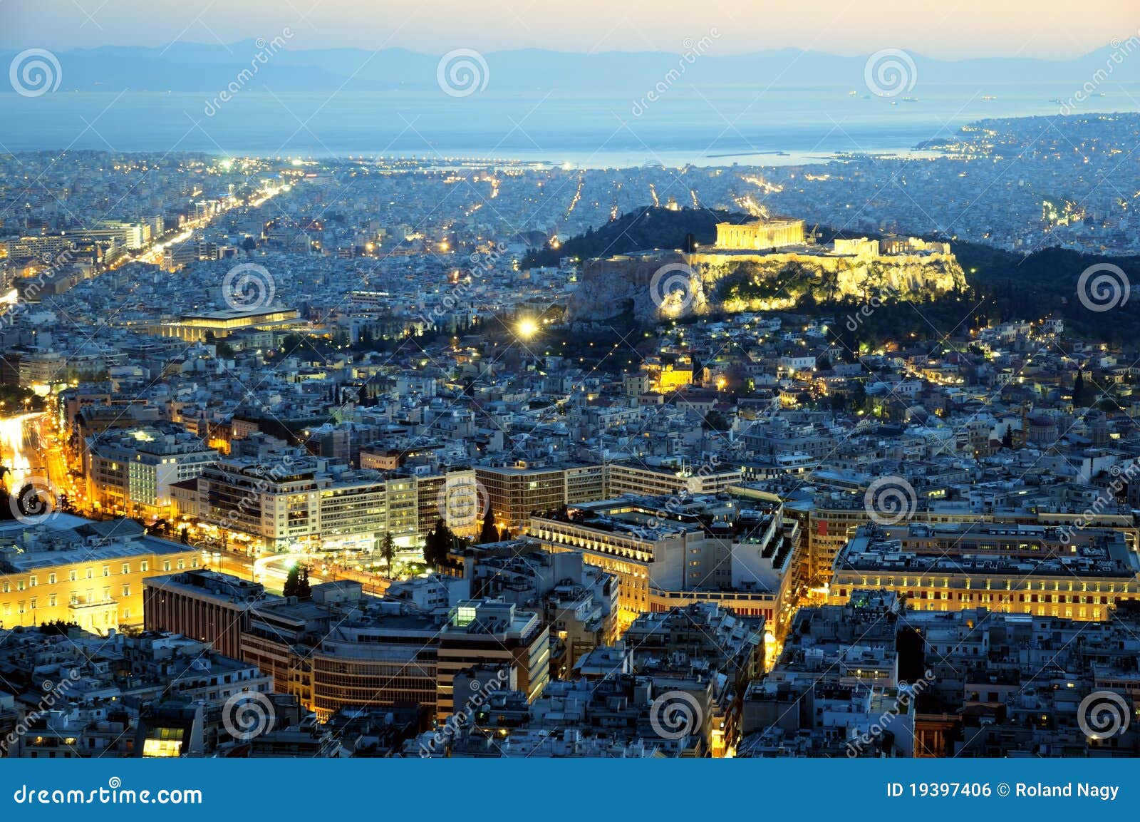 Athens by night stock photo. Image of acropolis, cityscape - 19397406
