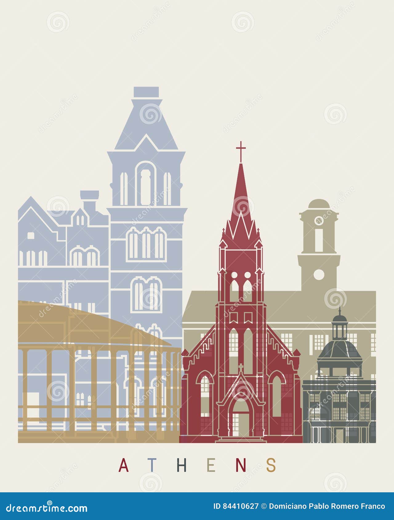 Athens OH skyline poster stock vector. Illustration of abstract - 84410627