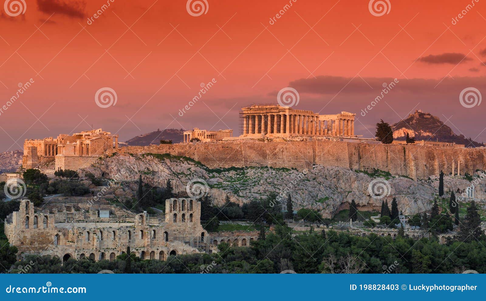 Acropolis of Athens at Sunset Stock Image - Image of mountain ...