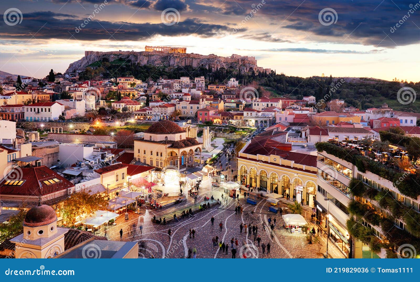Athens Skyline, Greece. View From Acropolis, Ruins Of Odeon Of Herodes ...