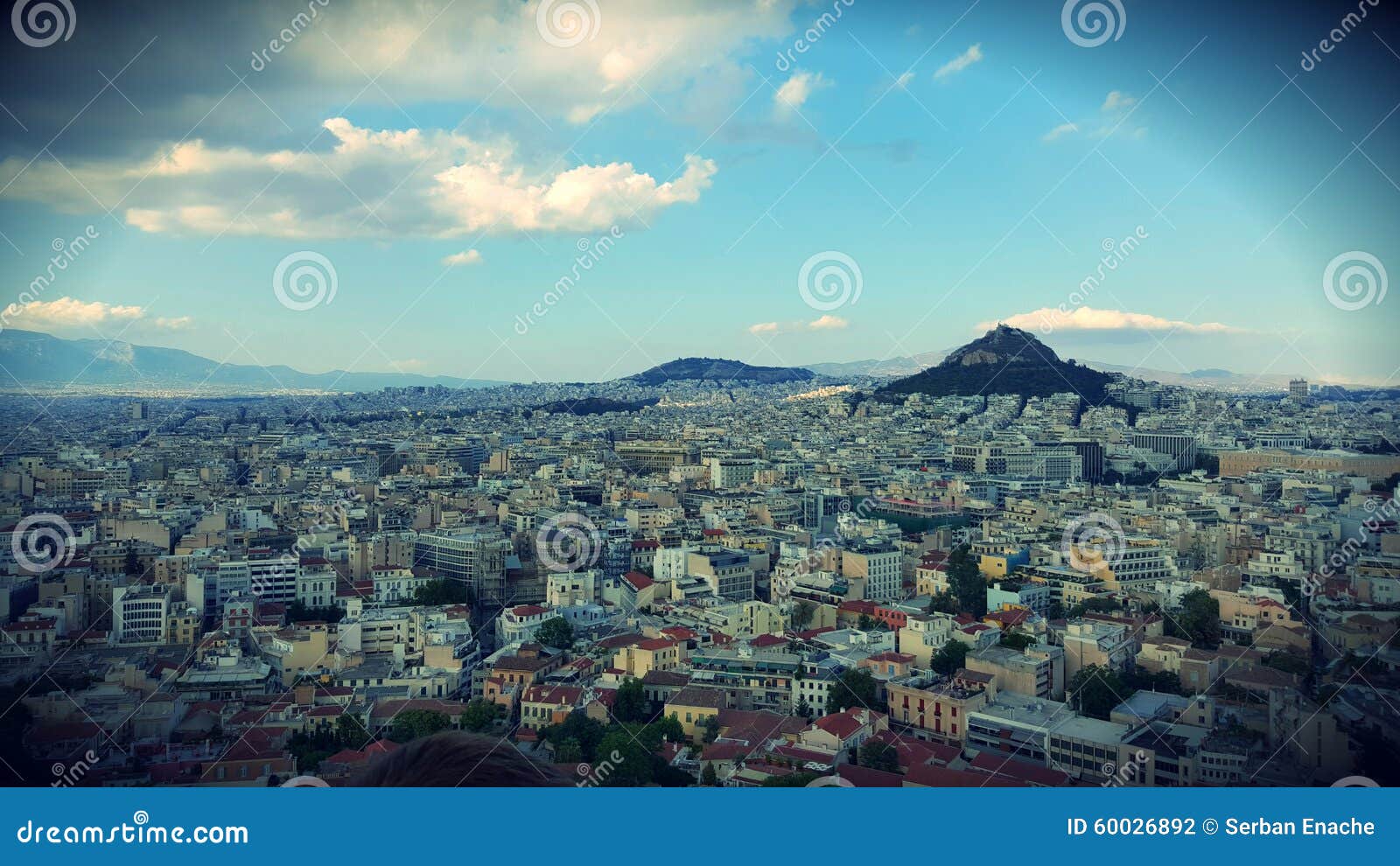Athens Skyline from Acropolis Stock Photo - Image of rooftop, horizon ...