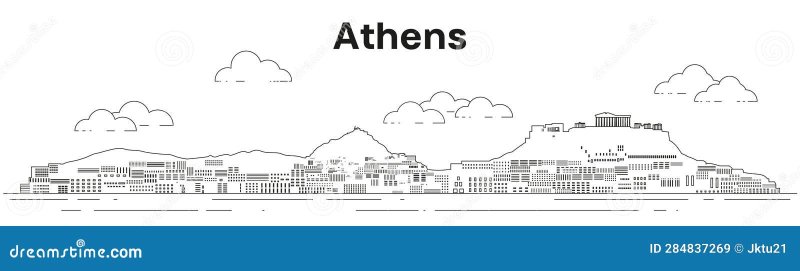 Athens Cityscape Line Art Vector Illustration Stock Vector ...