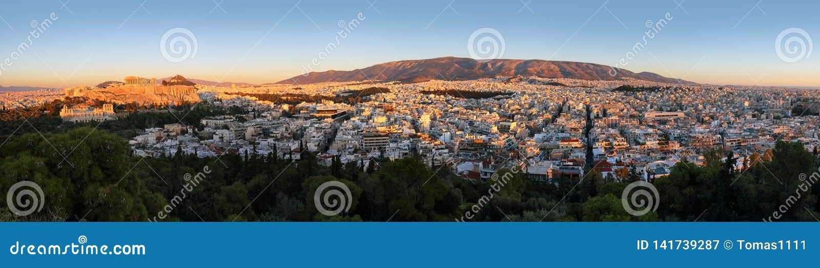 Athens Skyline at Sunrise from Acropolis, Greece Stock Image - Image of ...
