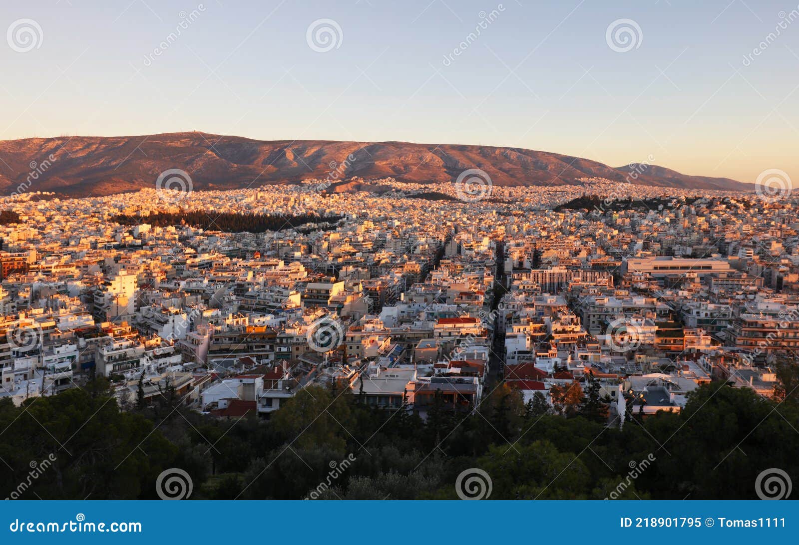 Athens Skyline, Greece. View From Acropolis, Ruins Of Odeon Of Herodes ...