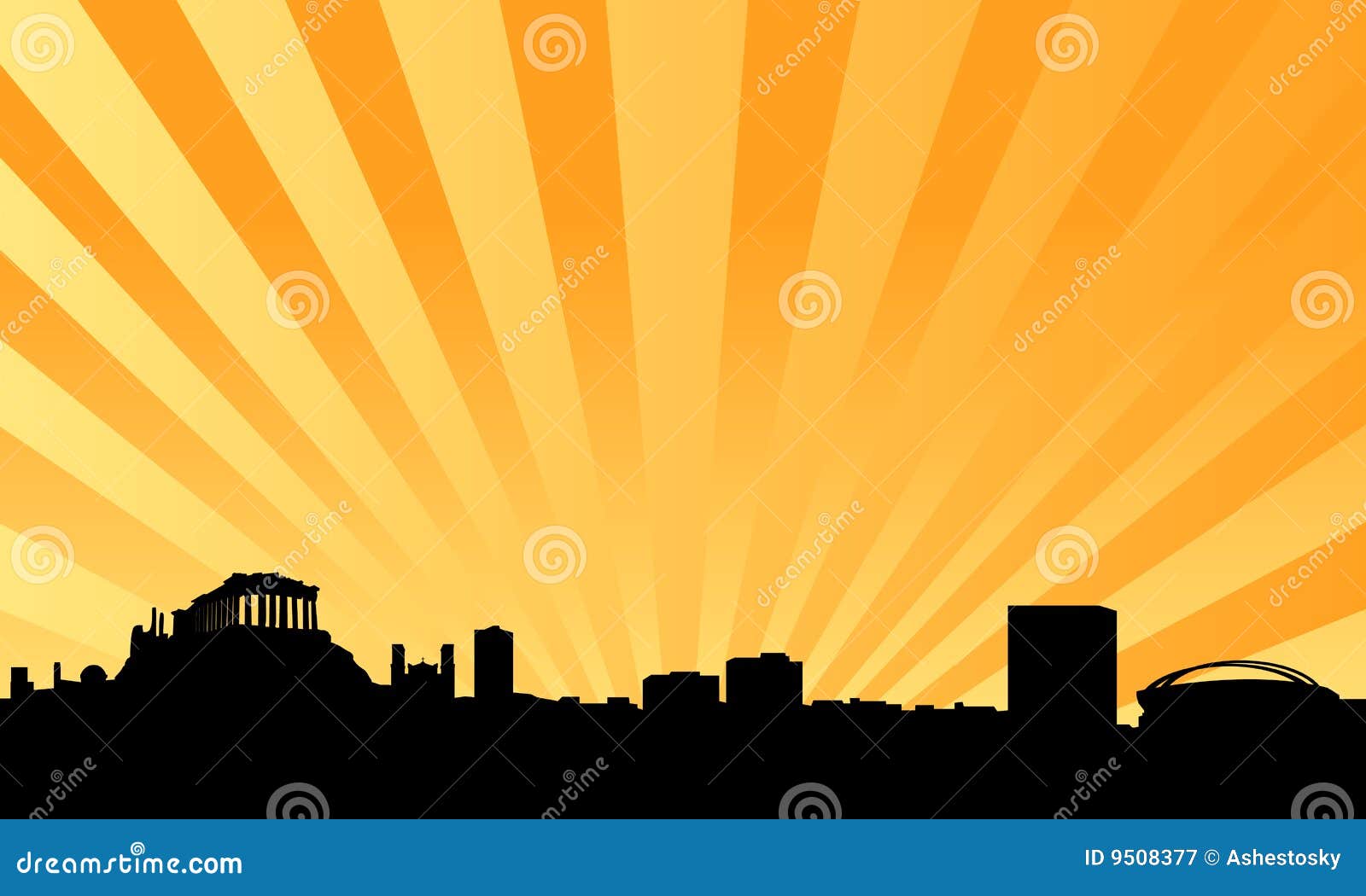 Athens Skyline Vector Background Stock Vector - Illustration of tourism ...