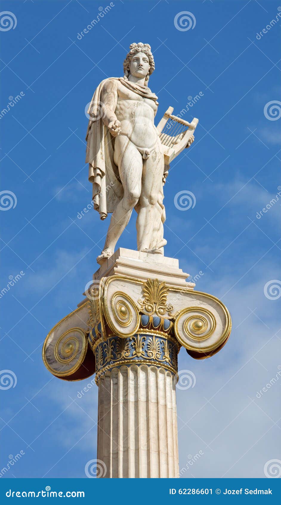 Athens - the Statue of Apollo on the Column in Front of the National ...