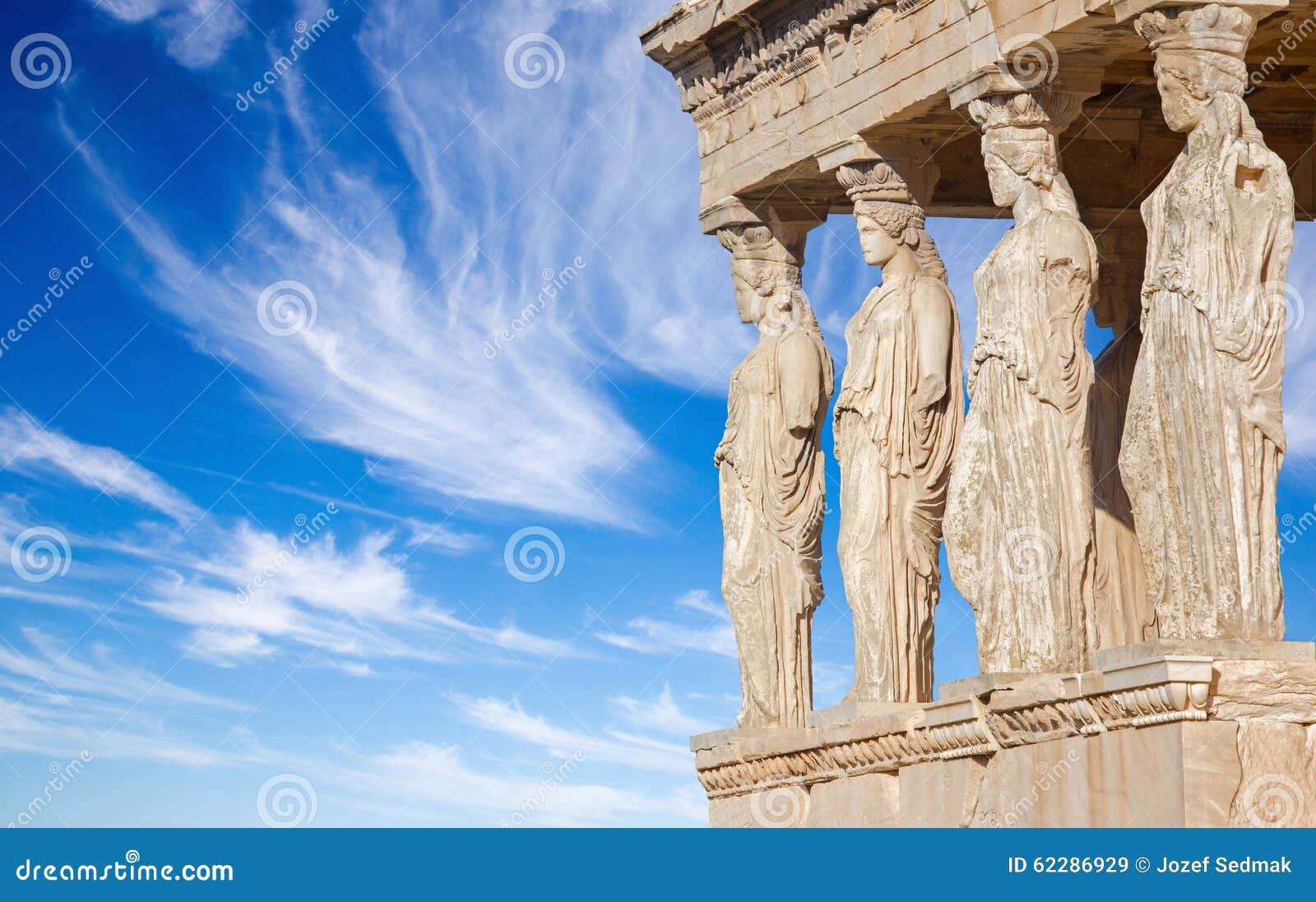 Athens - Statues of Erechtheion on Acropolis Stock Image - Image of ...