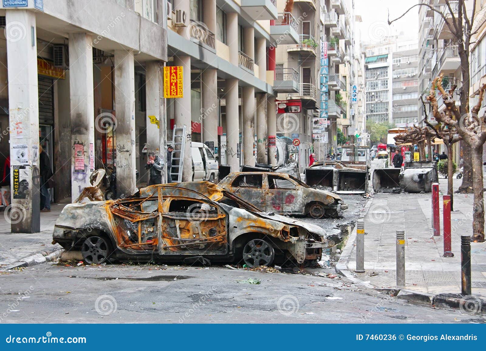 Athens Street after Riots editorial photo. Image of greece - 7460236