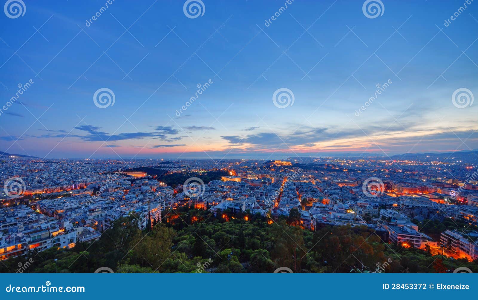 Athens after sunset stock photo. Image of acropolis, piraeus - 28453372