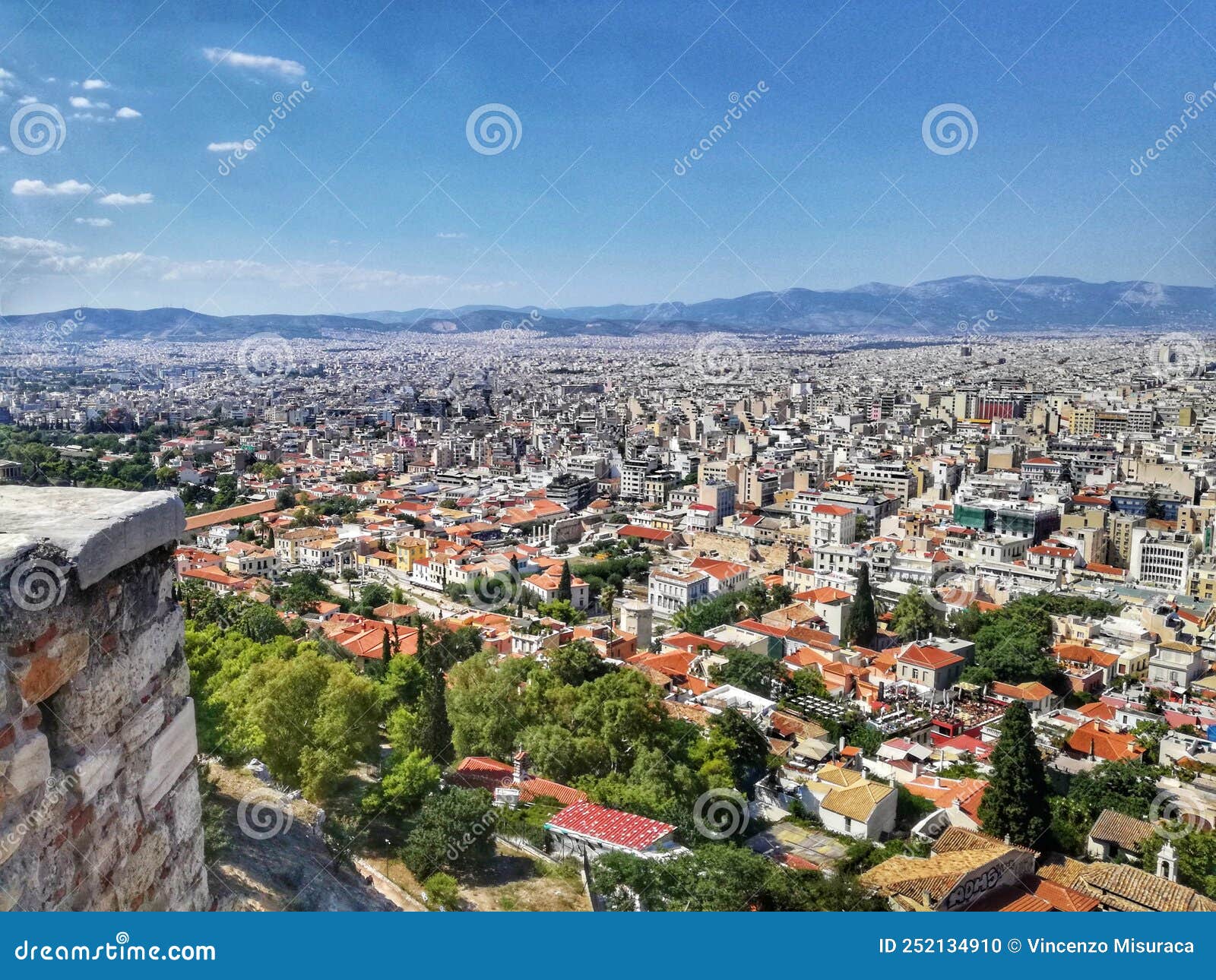 Athens top view stock photo. Image of mountain, vacation - 252134910