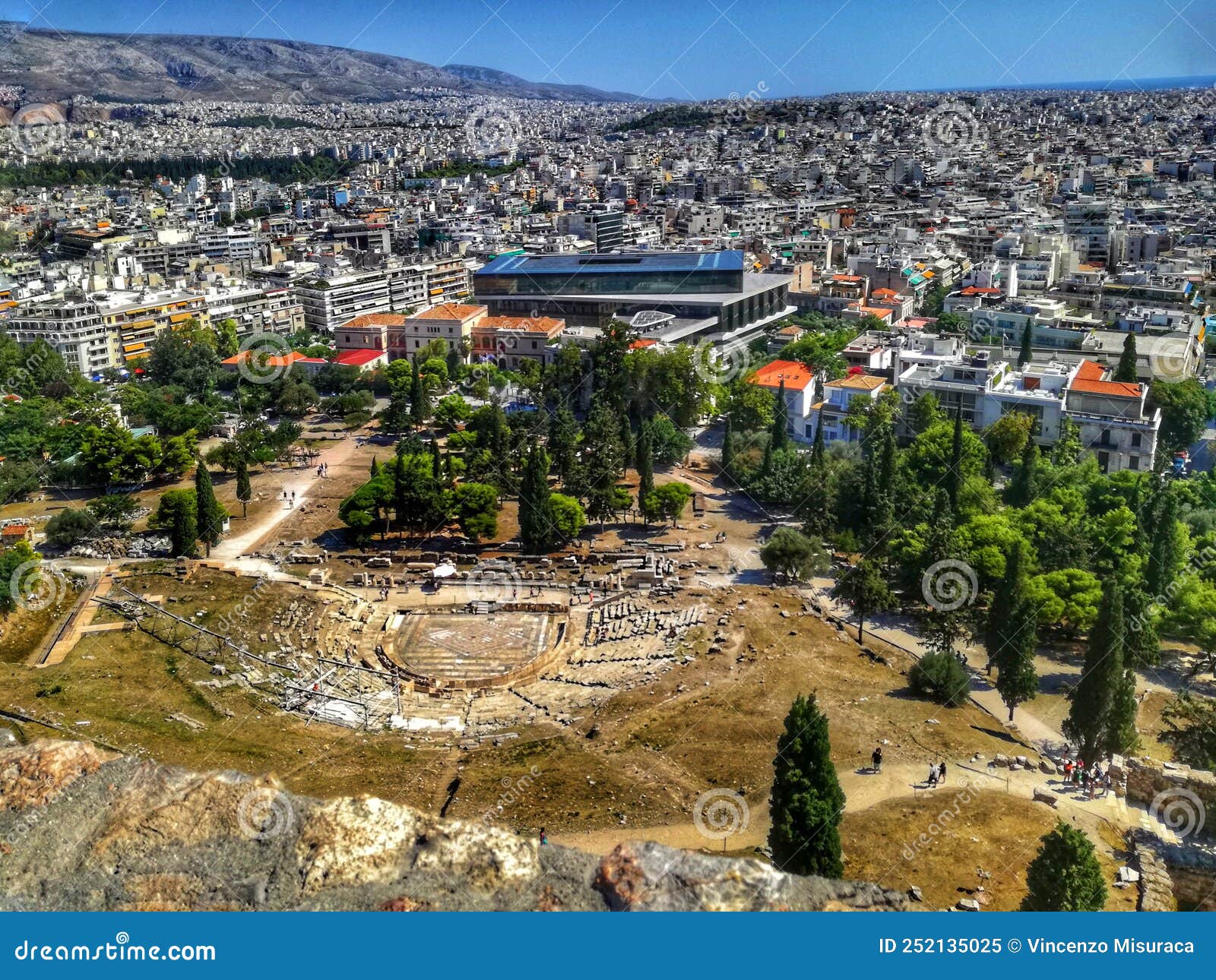 Athens top view stock image. Image of hill, skyline - 252135025