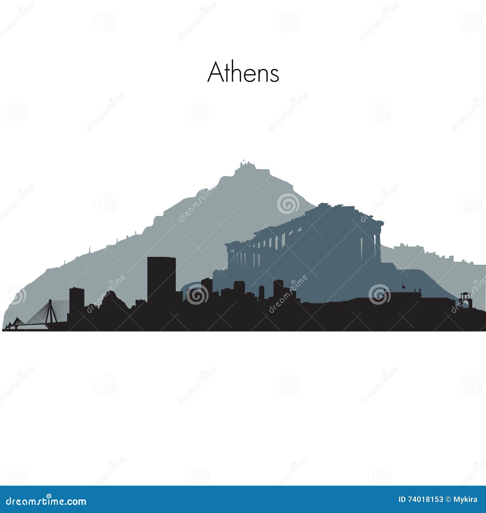 Athens vector skyline stock vector. Illustration of graphic - 74018153