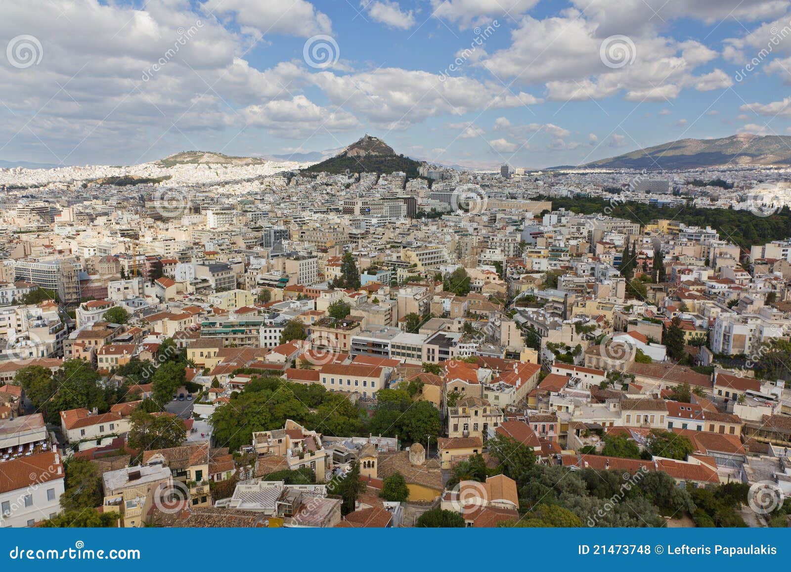 Athens View from Acropolis, Greece Stock Photo - Image of hill, center ...