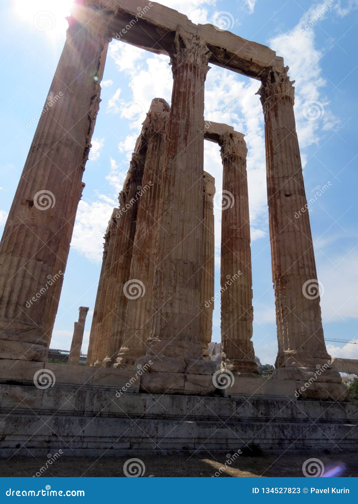 Athens, View Against the Sun on the Temple Stock Image - Image of ...