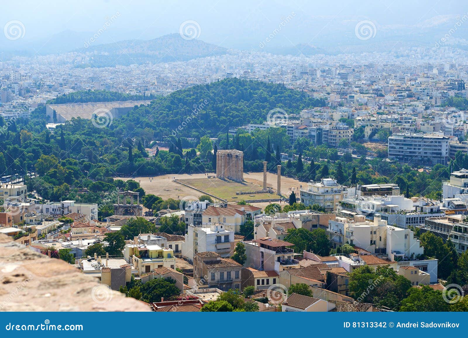Athens view from height. stock photo. Image of attractions - 81313342