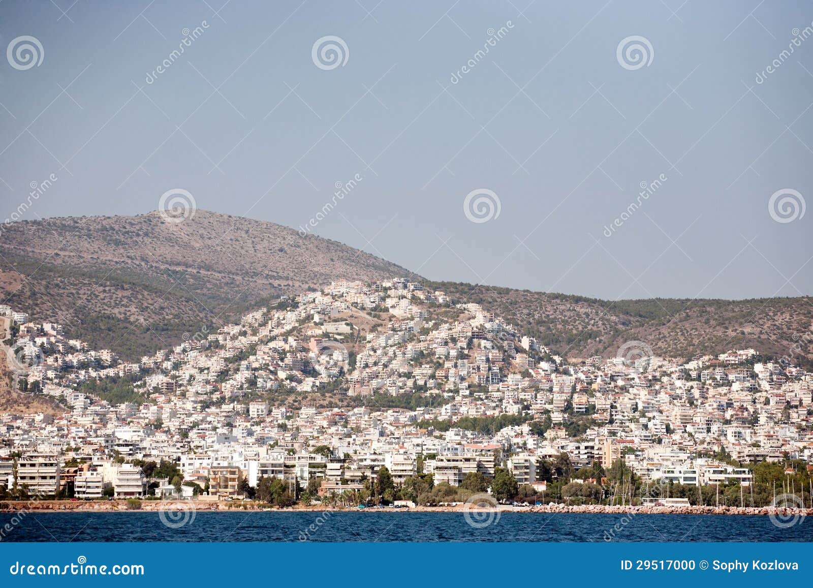 Athens view from the sea stock photo. Image of water - 29517000