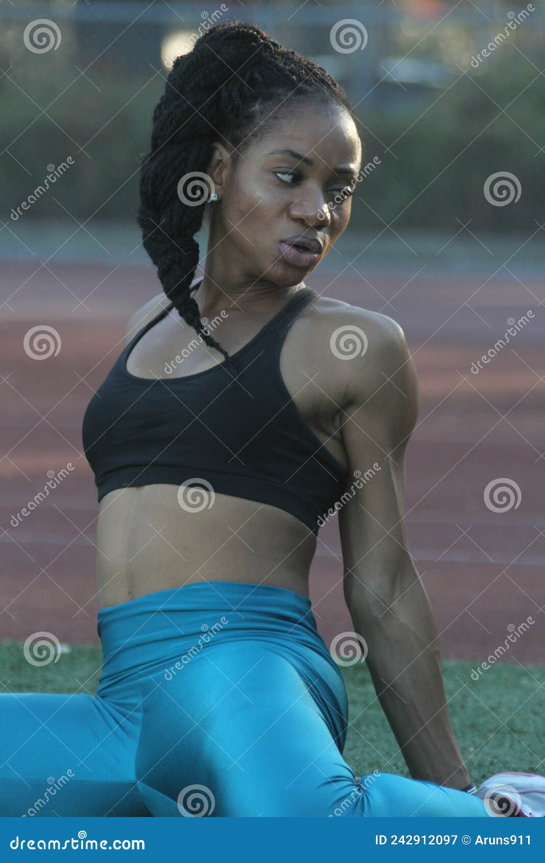 Athlete in Action on a Track and Field Stock Image - Image of pilates ...
