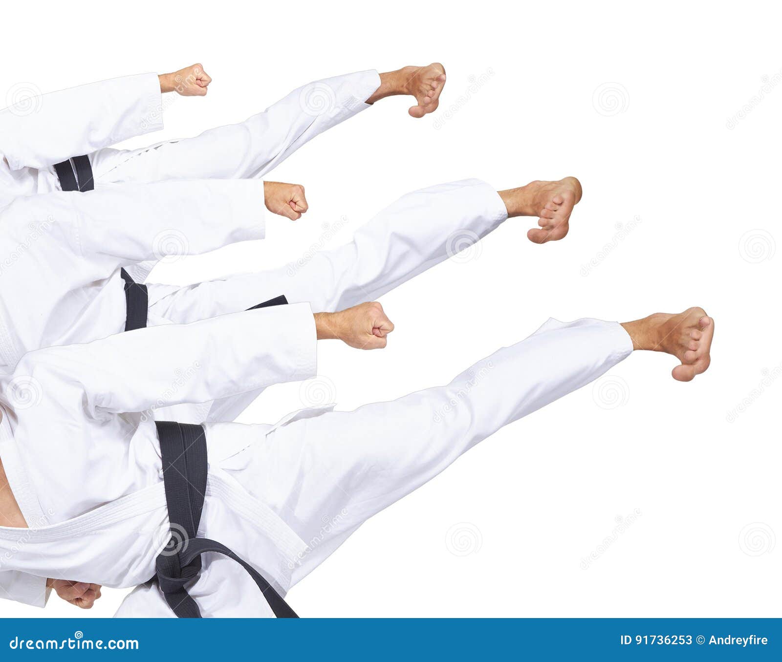 An Athlete with a Black Belt is Beating Three High Kick Collage Stock ...