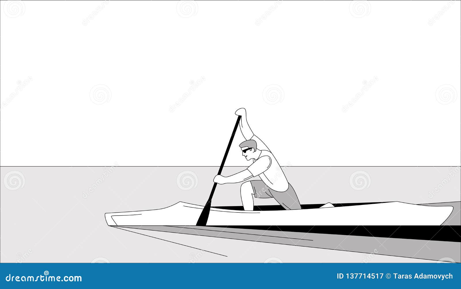 Athlete In A Canoe Vector Illustration Flat Style Profile ...