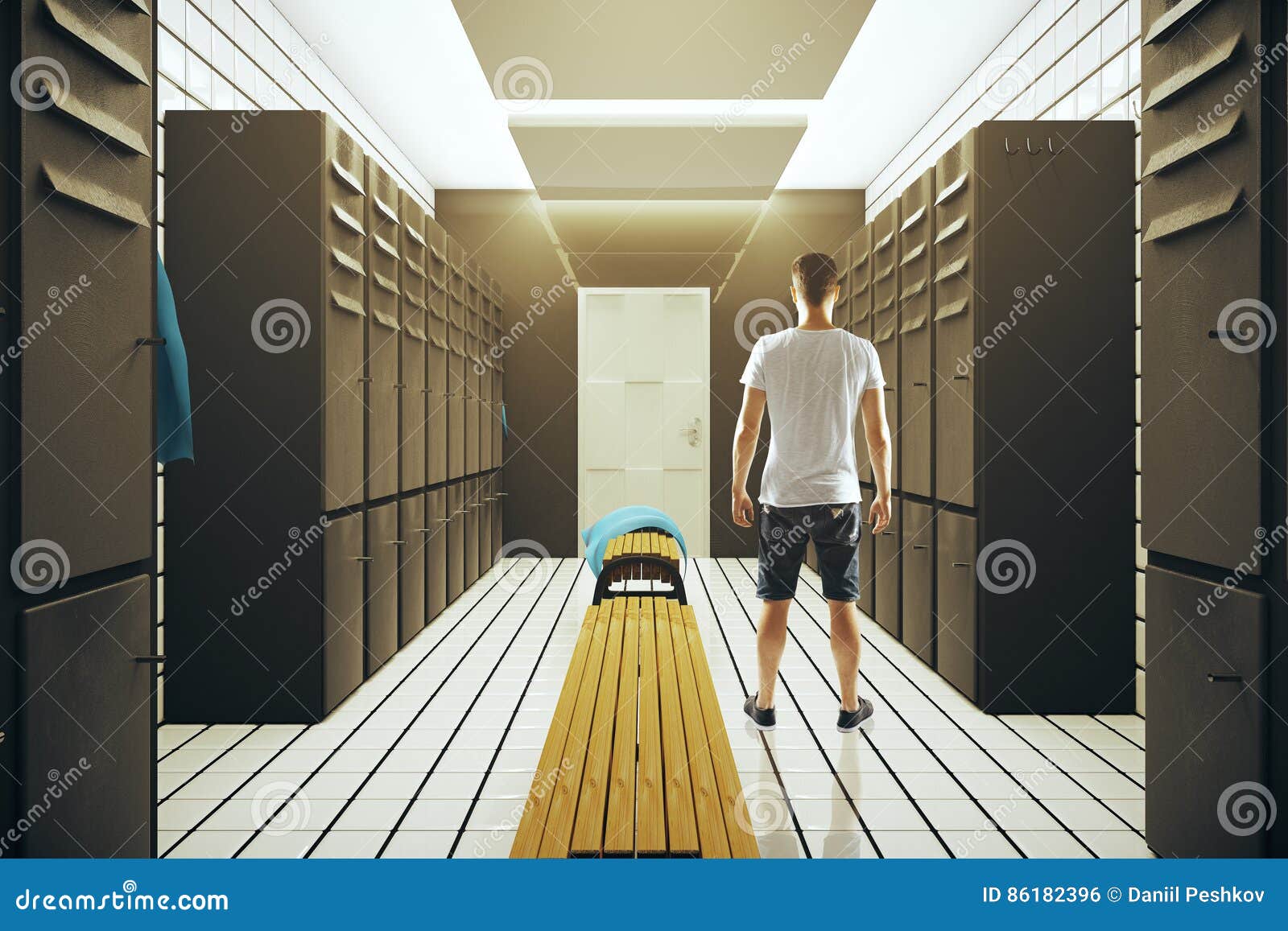 Athlete in changing room stock photo. Image of back, closet - 86182396