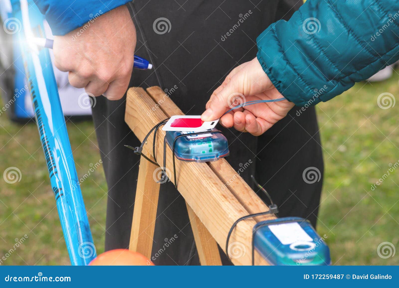 Athlete Checking in at Mountain Race Checkpoint Stock Image - Image of ...
