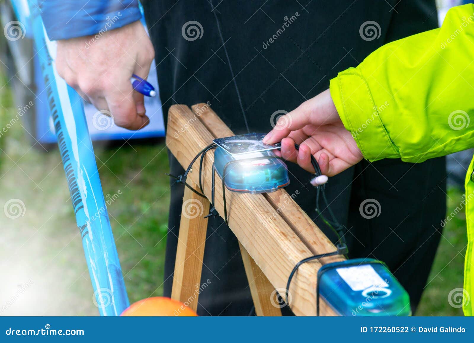 Athlete Checking in at Mountain Race Checkpoint Stock Photo - Image of ...