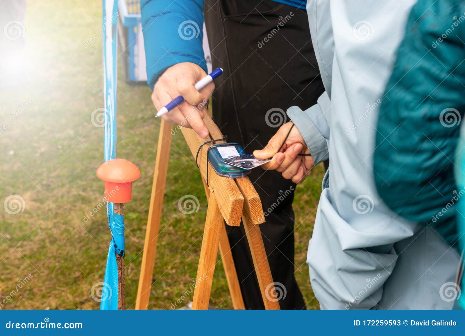 Athlete Checking in at Mountain Race Checkpoint Stock Image - Image of ...