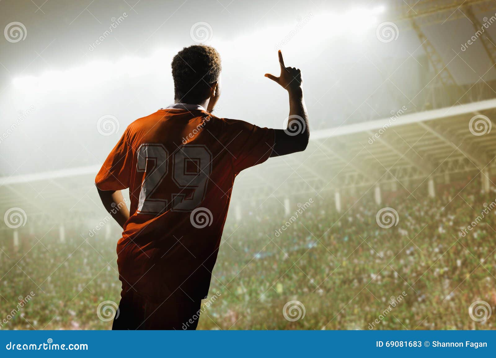 Athlete Cheering in a Stadium at Night Stock Image - Image of leisure ...
