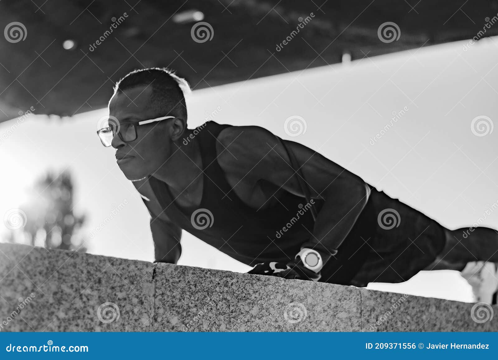 Colored Athlete Does a Black and White Push-up Stock Photo - Image of ...