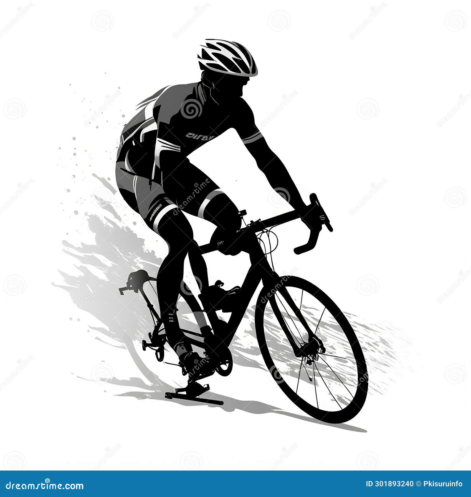 Athlete Cyclists in Silhouettes on White Background Stock Illustration ...