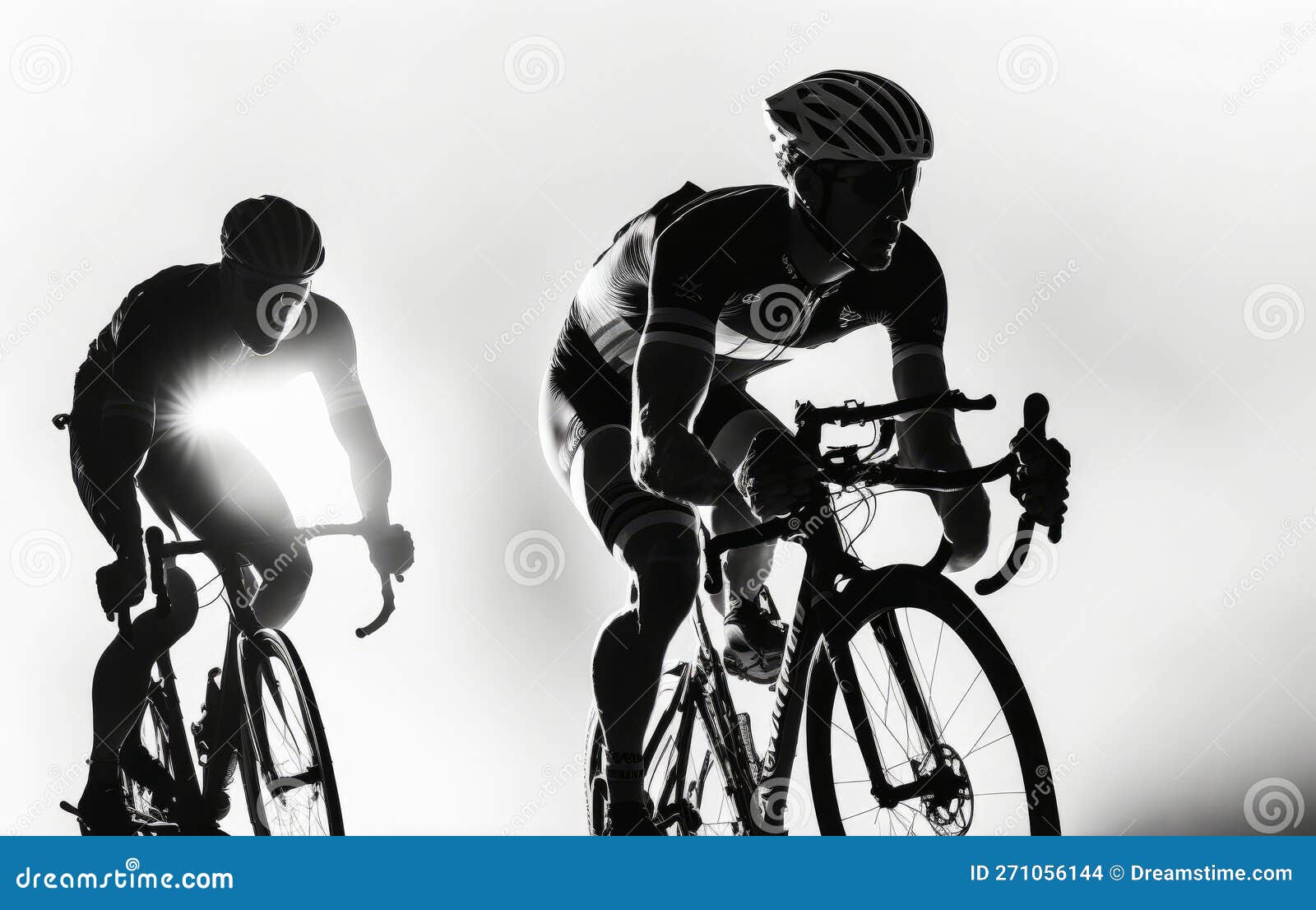 Athlete Cyclists in Silhouettes on White Background. Illustration AI ...
