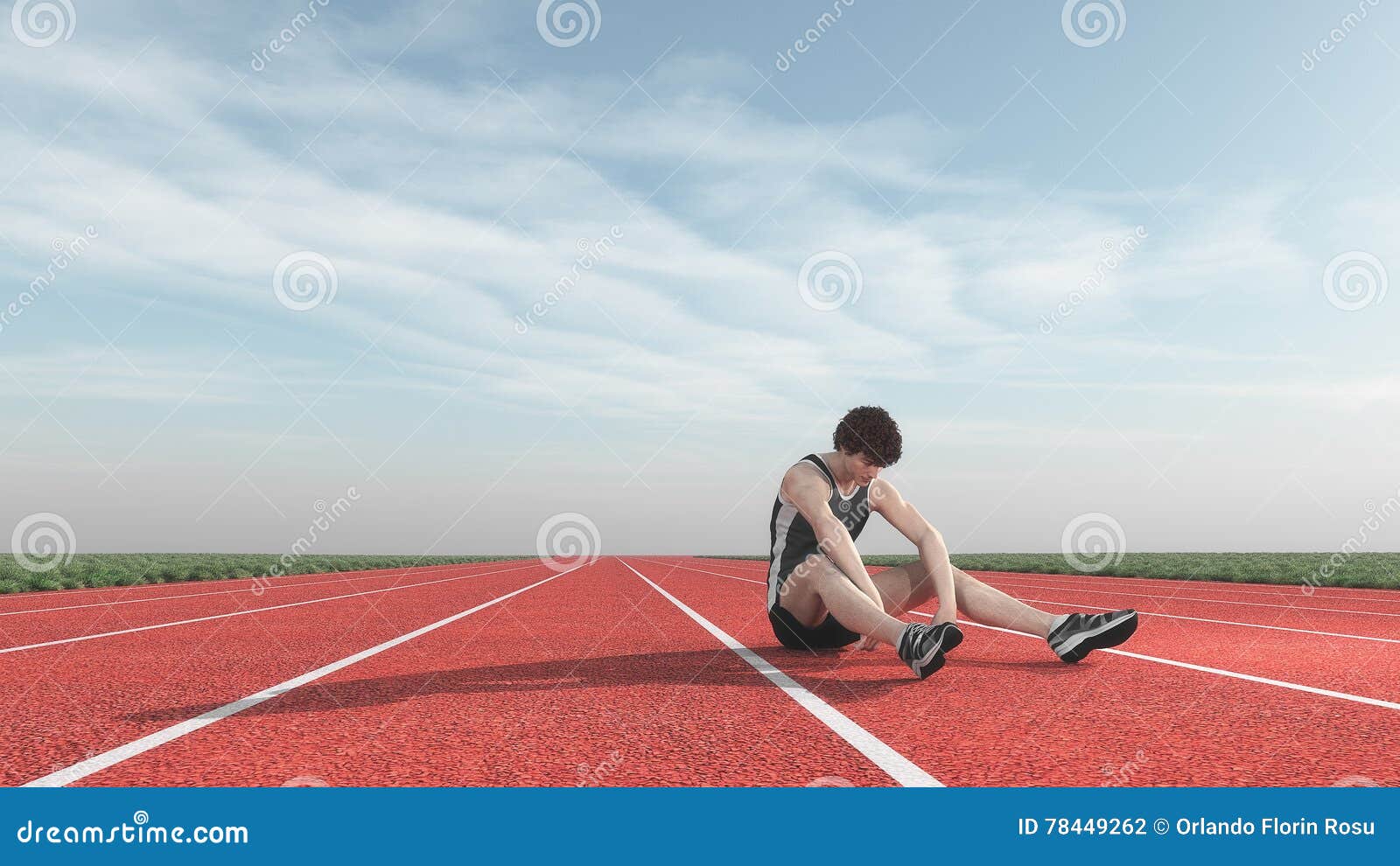 Athlete Defeated the Runway. Stock Photo - Image of championship ...