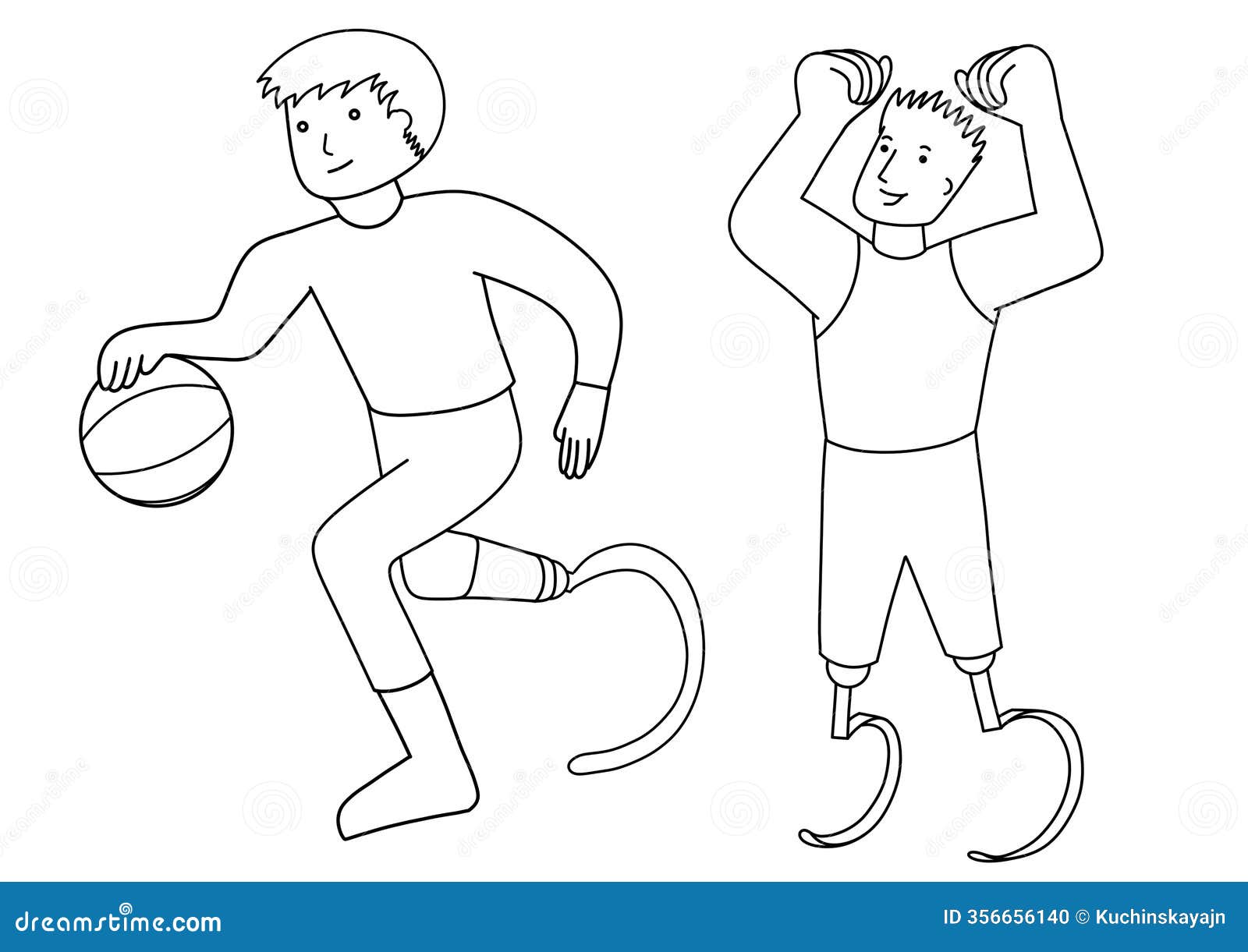 Athlete with a Disability Using a Prosthetic Limb with a Ball, Doodle ...